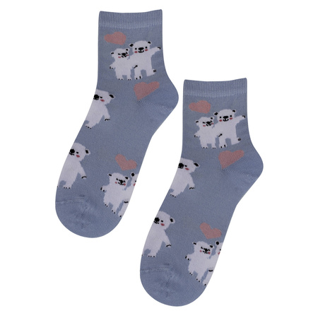 Niebieskie skarpetki damskie w misie Niebieski - sklep ze skarpetkami Wola