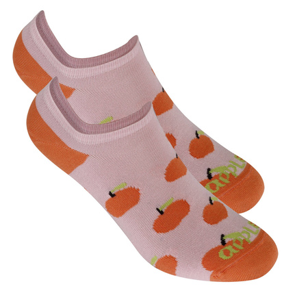 Różowe stopki damskie w jabłka Różowy - sklep ze skarpetkami Wola