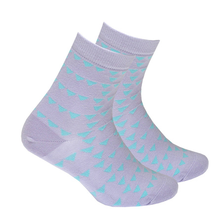 Fioletowe skarpetki dziewczęce w trójkąty Fioletowy - sklep ze skarpetkami Wola